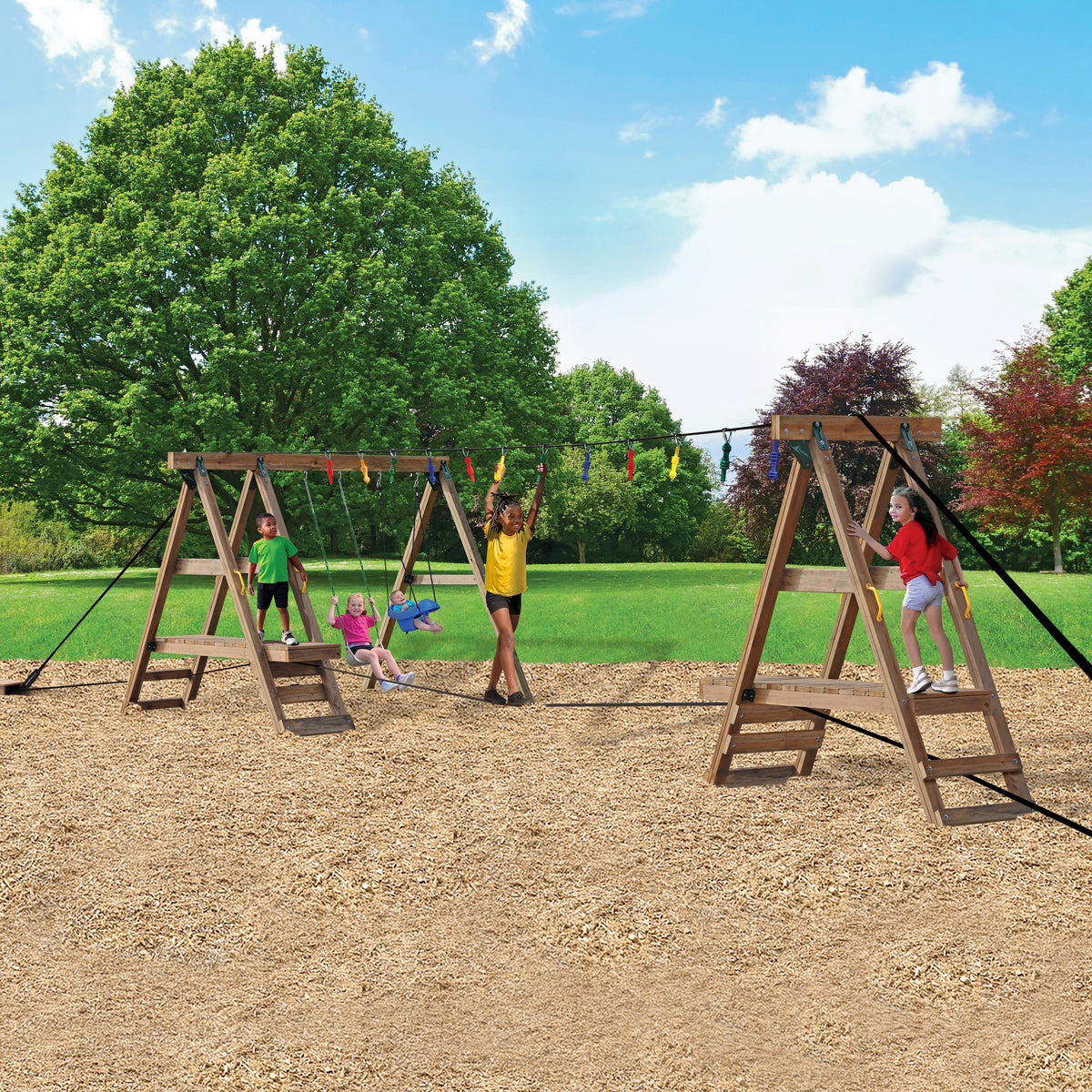Playstar Ninja Power Platform Gold swing set Play Set — playgroundemporium