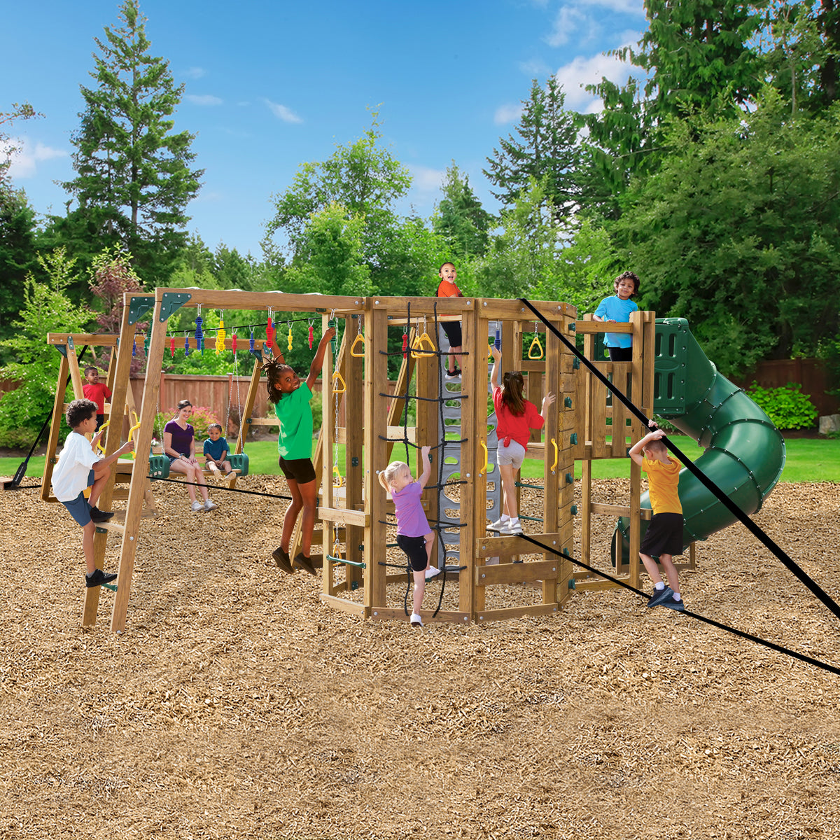 Playstar Ninja Power Tower Gold Outdoor swing set — Playground Emporium